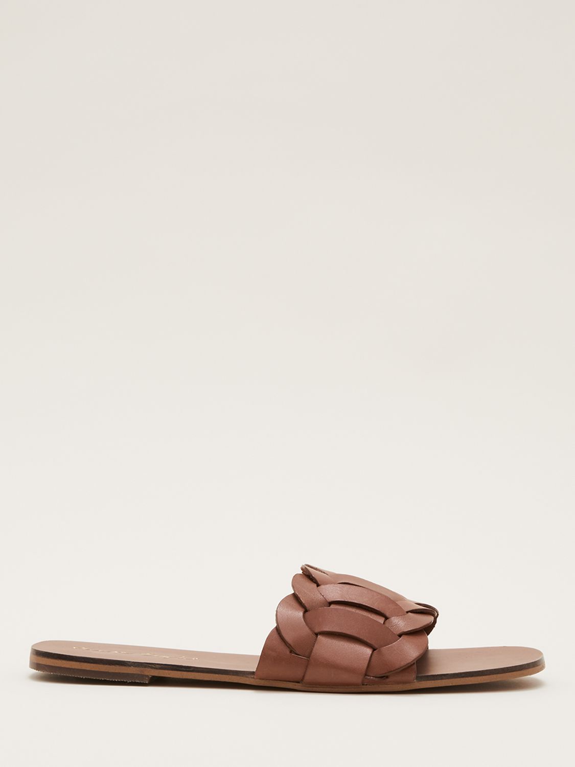 PHASE EIGHT Leather Woven Sliders in Tan | endource