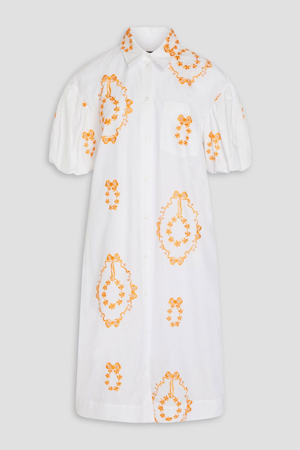 SIMONE ROCHA Embroidered Cotton-Poplin Shirt Dress in White | endource