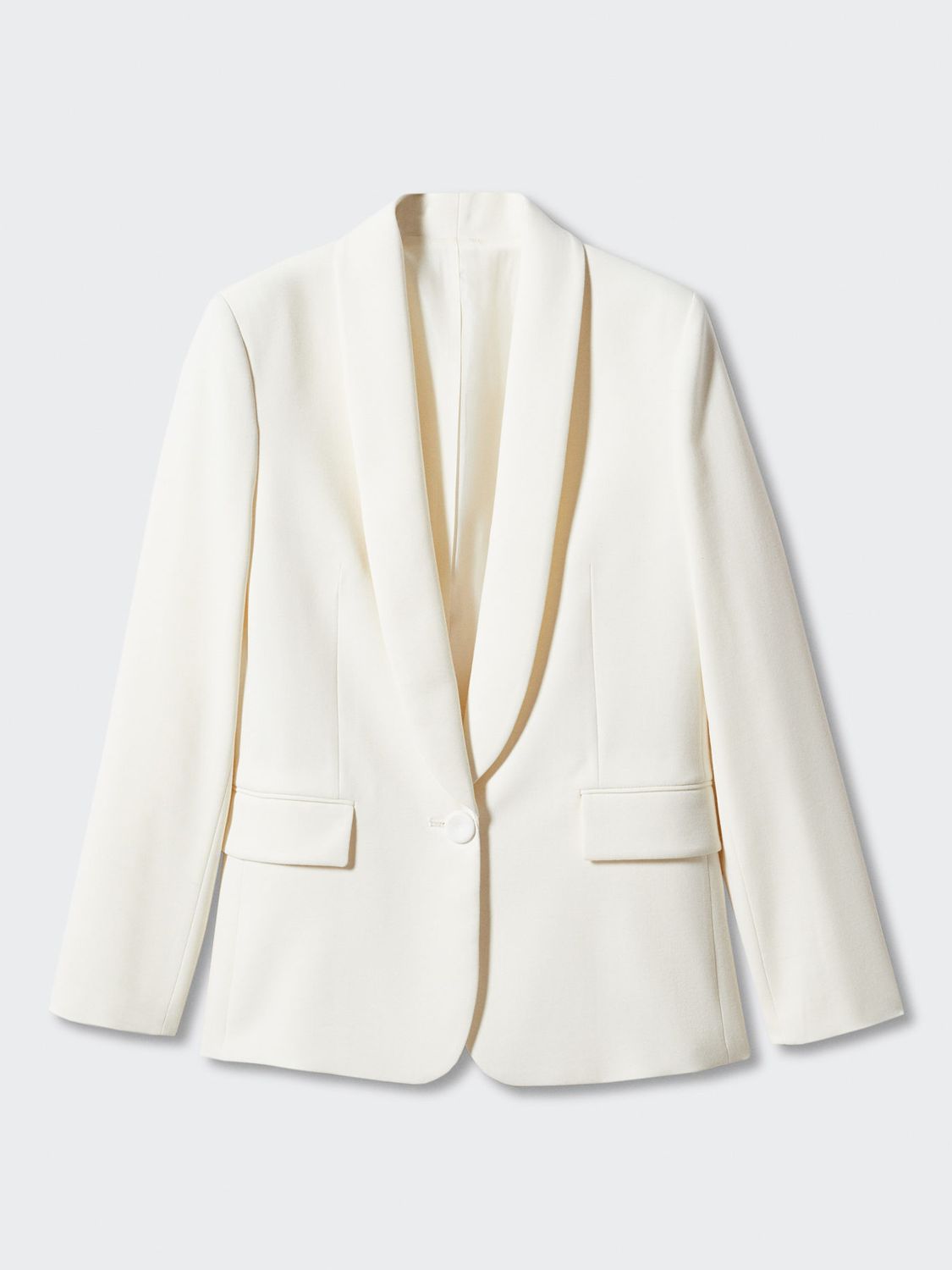 MANGO Shawl Collar Structured Smoking Blazer in White | Endource