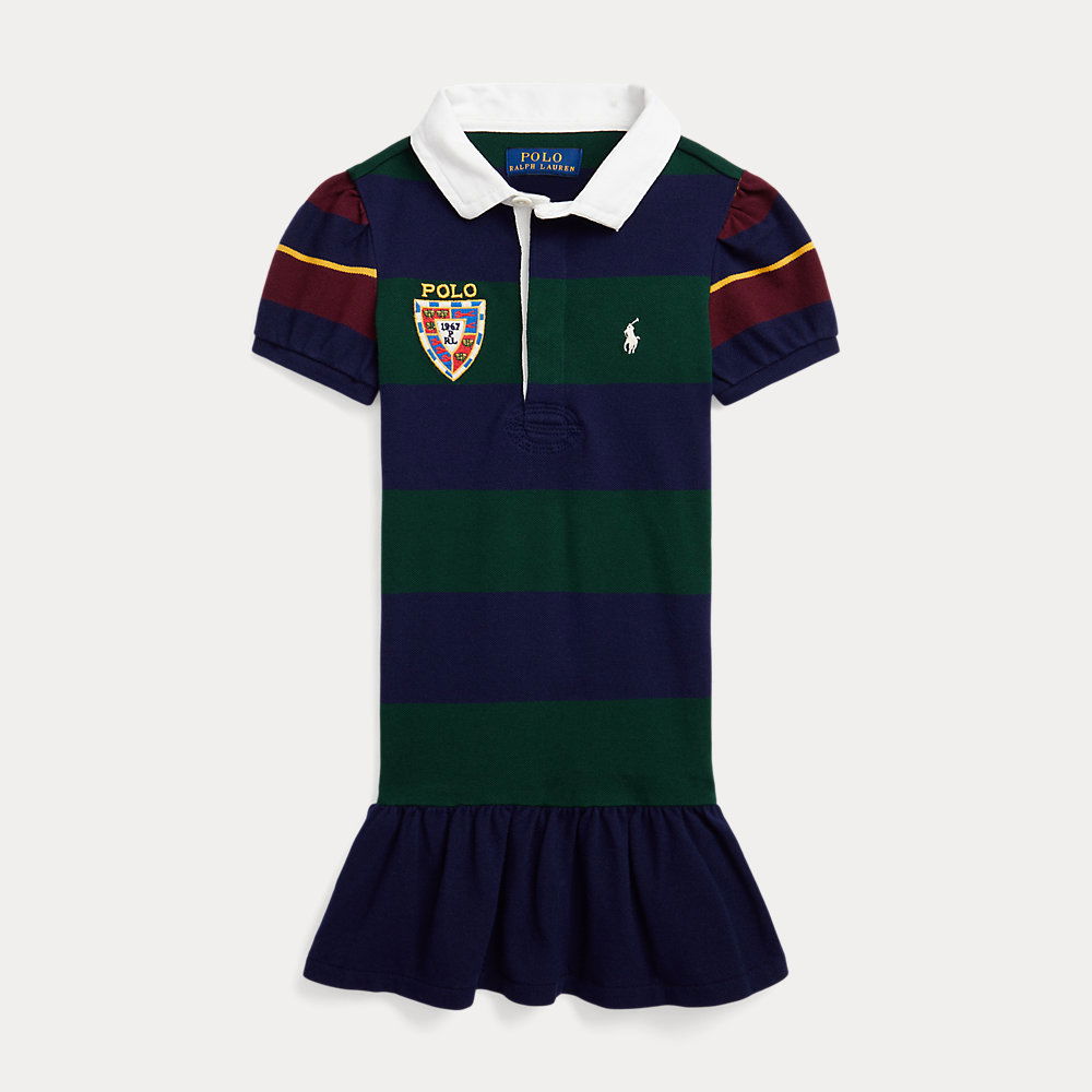RALPH LAUREN Striped Stretch Mesh Rugby Dress in Multi | endource