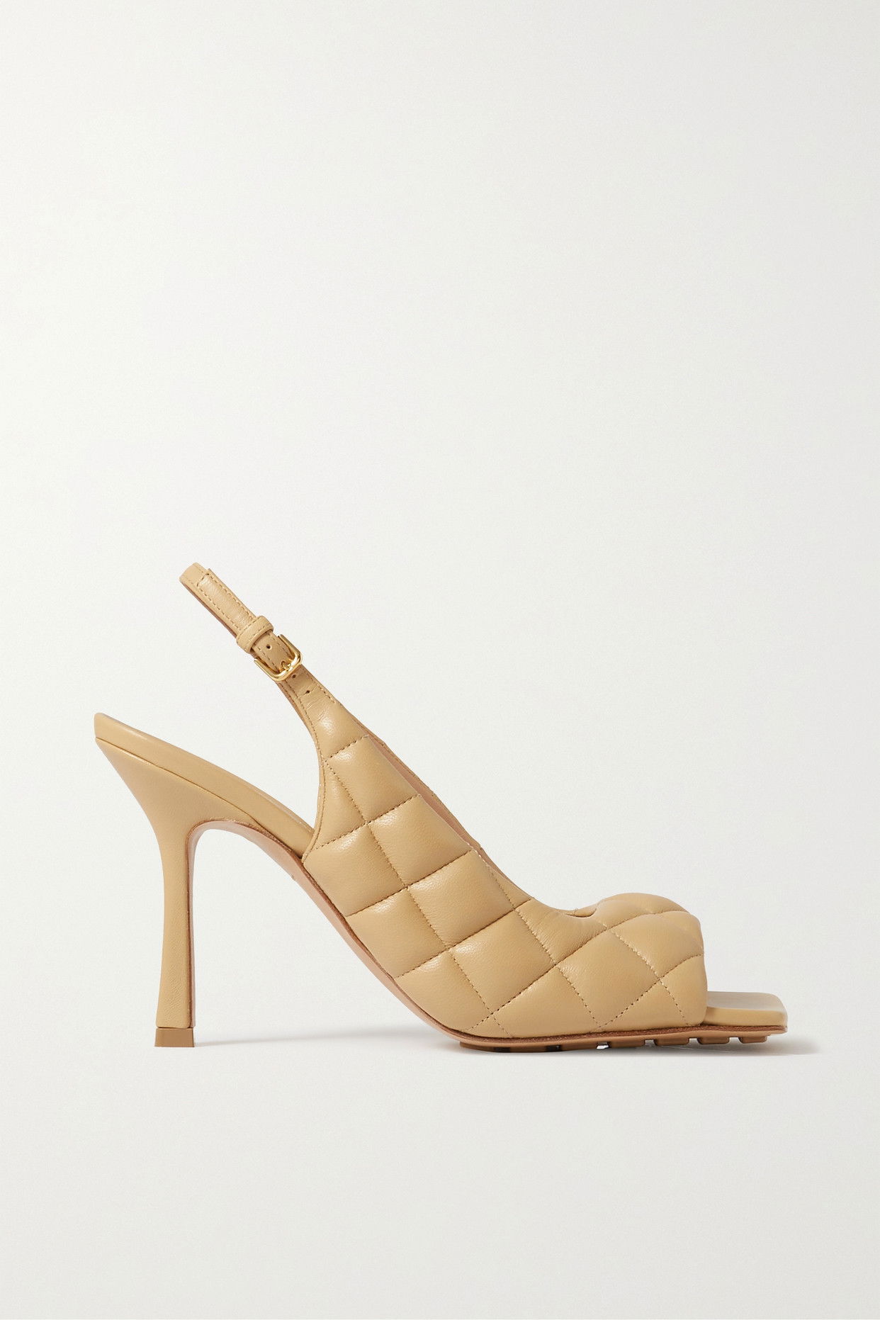 BOTTEGA VENETA Quilted Leather Slingback Sandals in Neutrals | endource