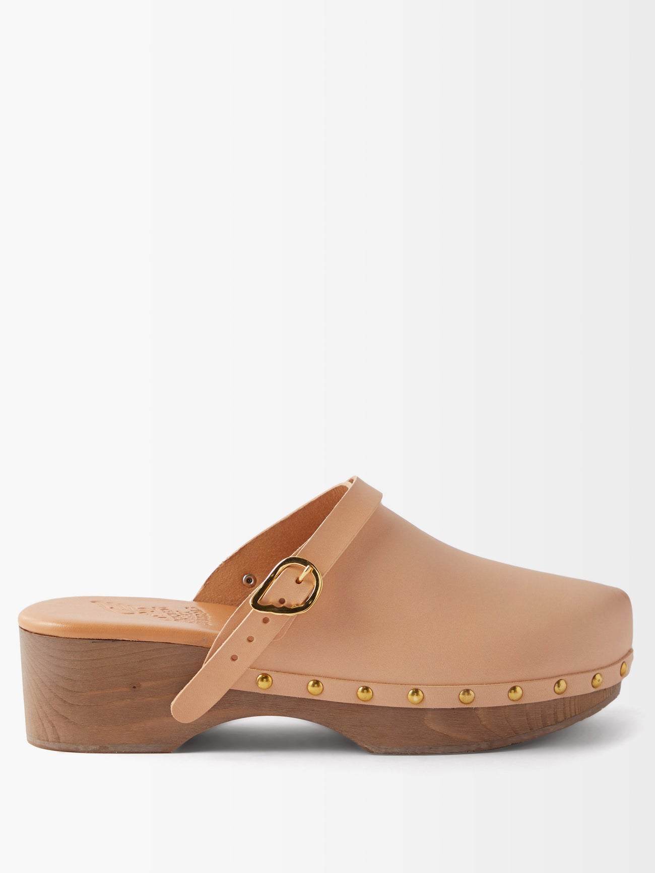 ANCIENT GREEK SANDALS Leather Clogs in Beige | Endource