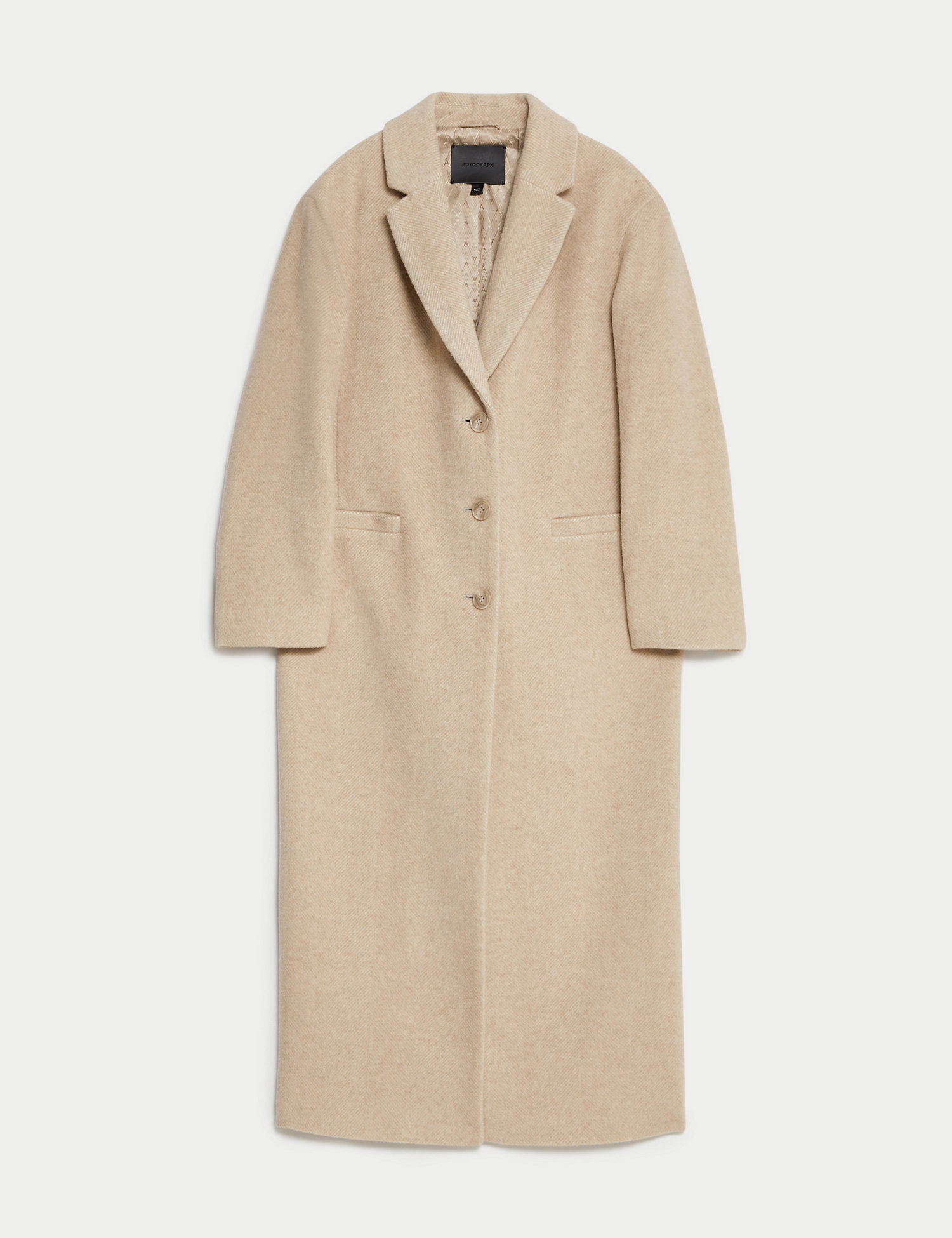 AUTOGRAPH Wool Blend Herringbone Tailored Coat in Cream | Endource