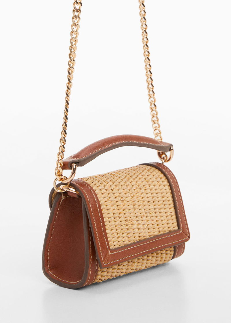 MANGO Raffia Effect Purse in Leather | endource
