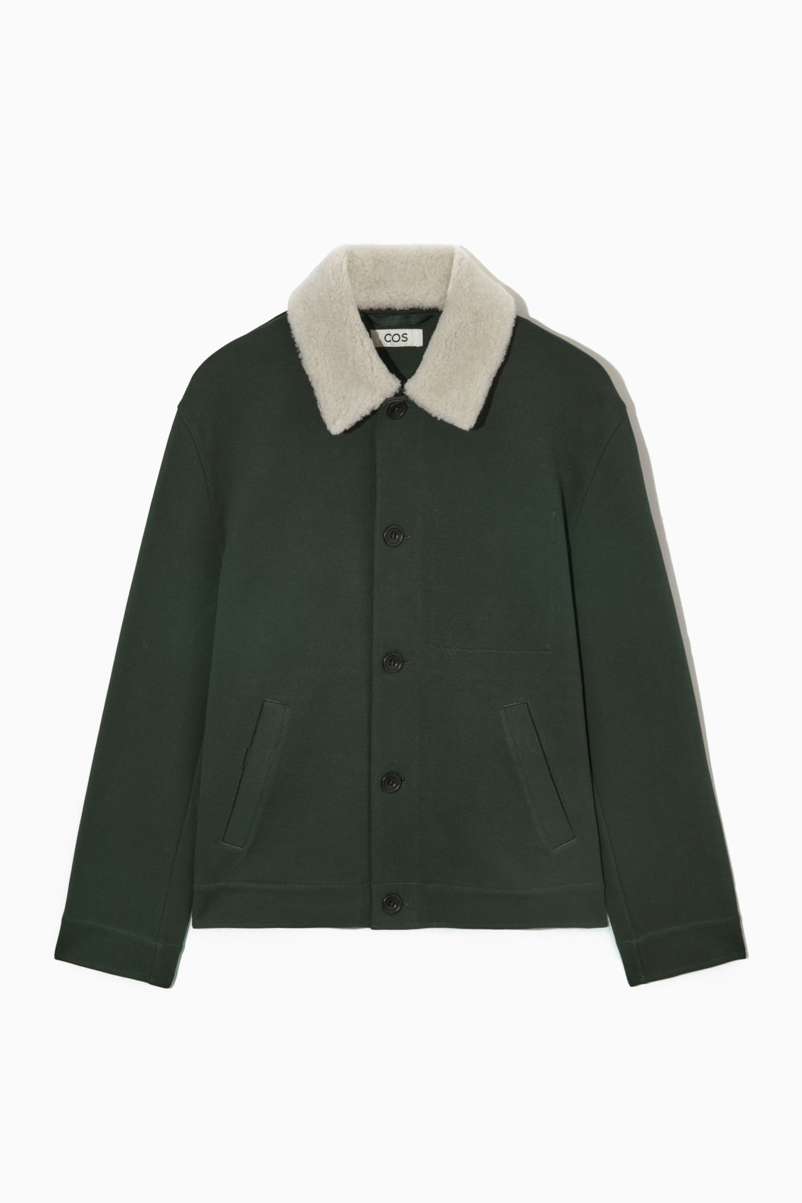 COS Detachable-Collar Twill Jacket in DARK GREEN | Endource