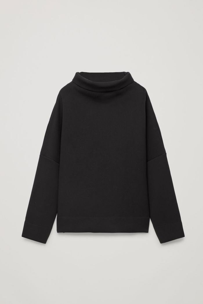 COS Funnel-Neck Scuba Sweatshirt in Black | endource