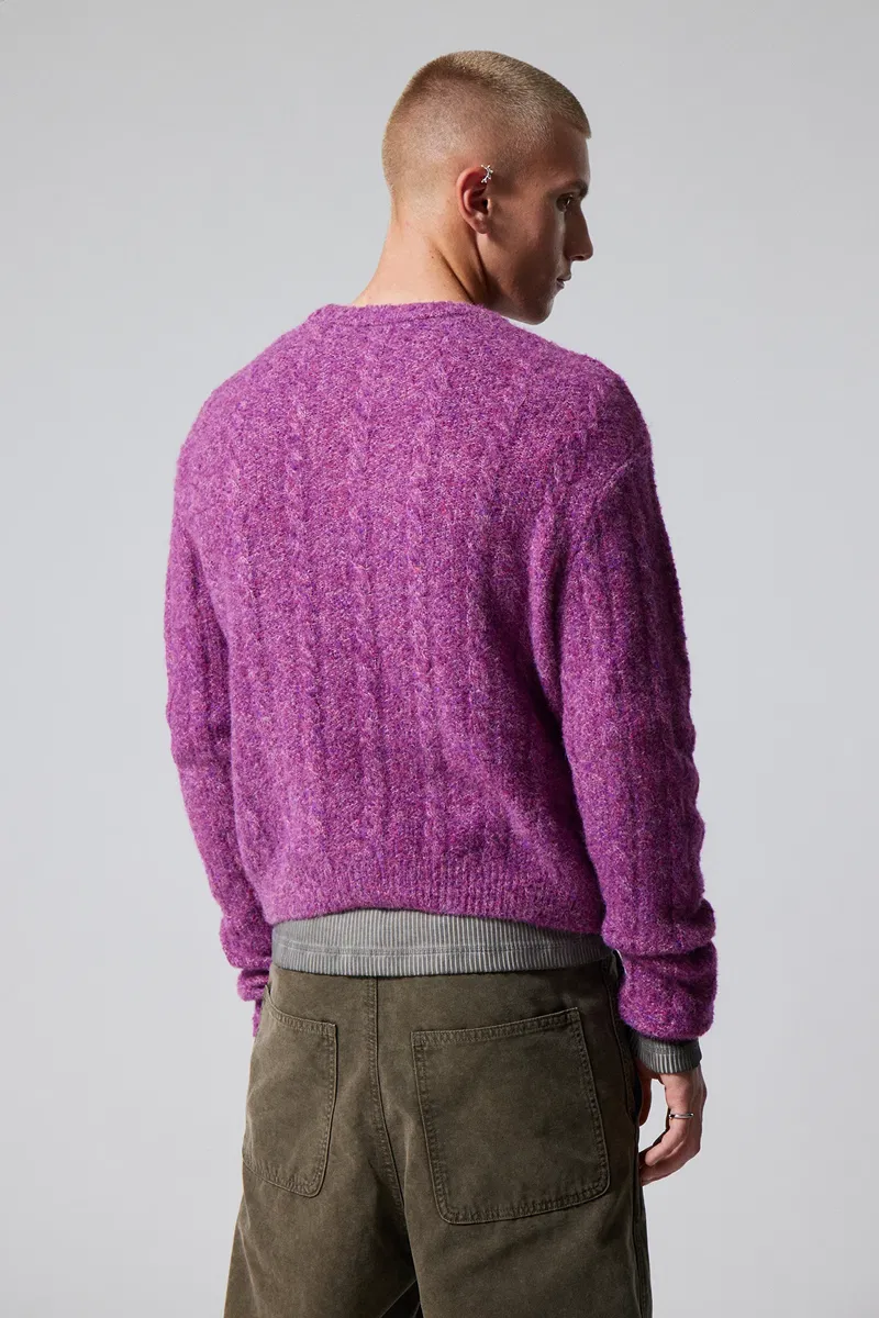 WEEKDAY Jesper Wool Blend Knit Sweater in Dark Pink | endource