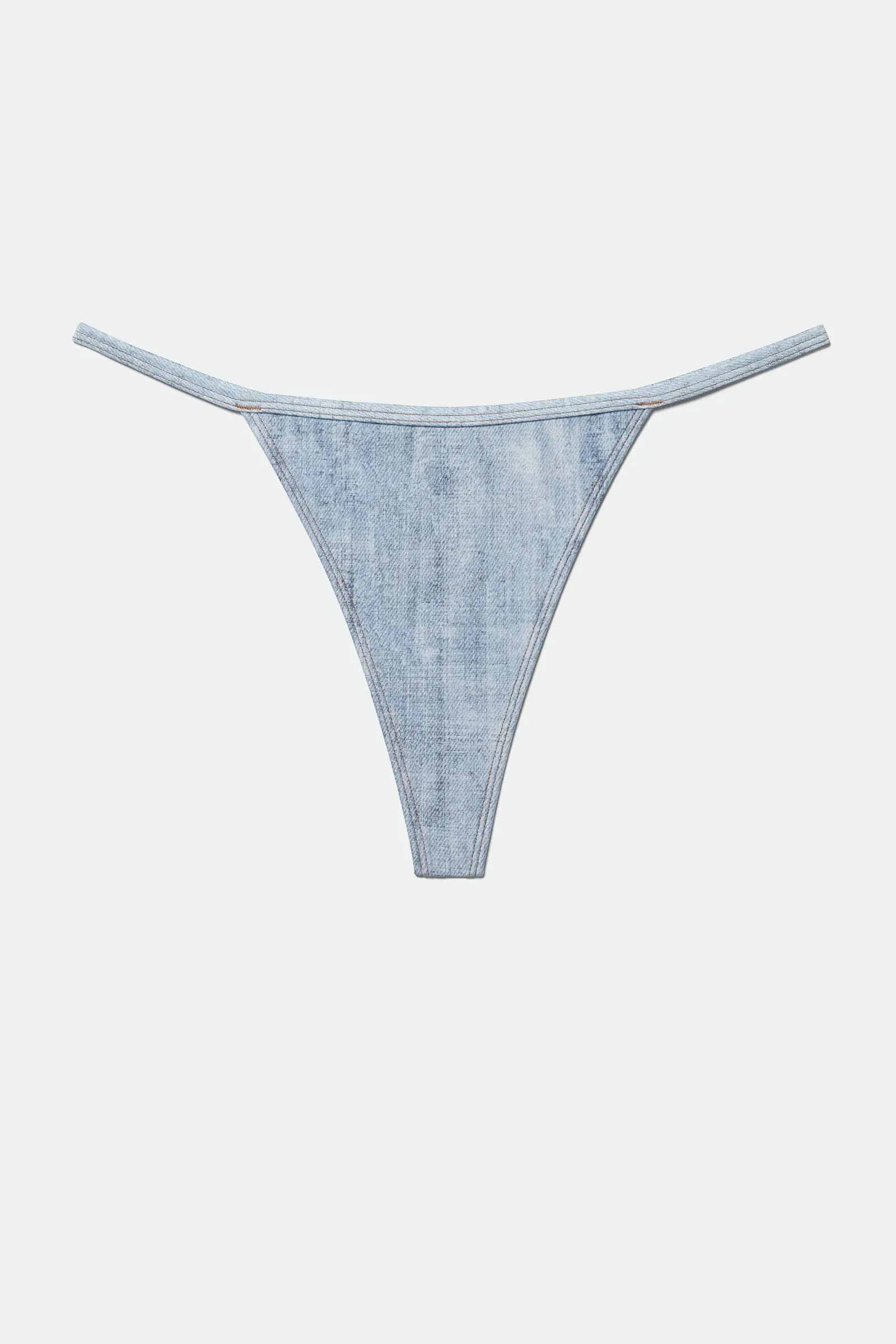 WEEKDAY Denim Print Bikini Thong in Denim | Endource