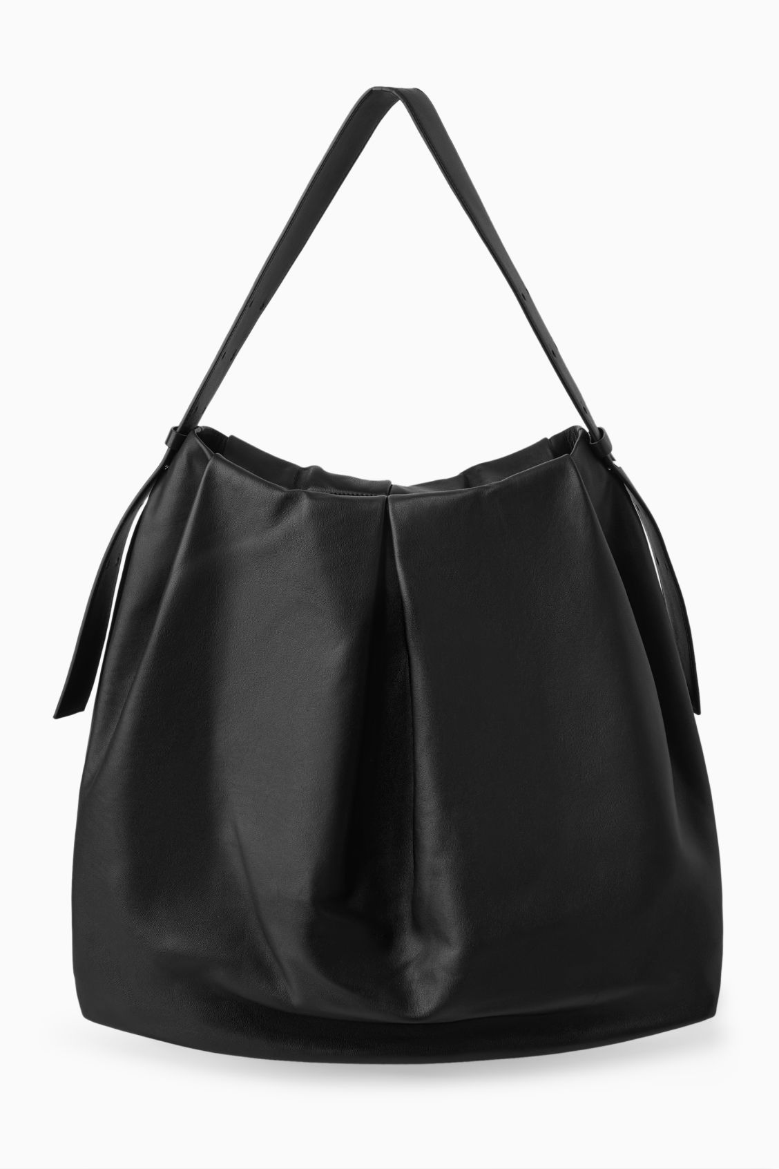 COS Oversized Leather Shoulder Bag in BLACK | Endource