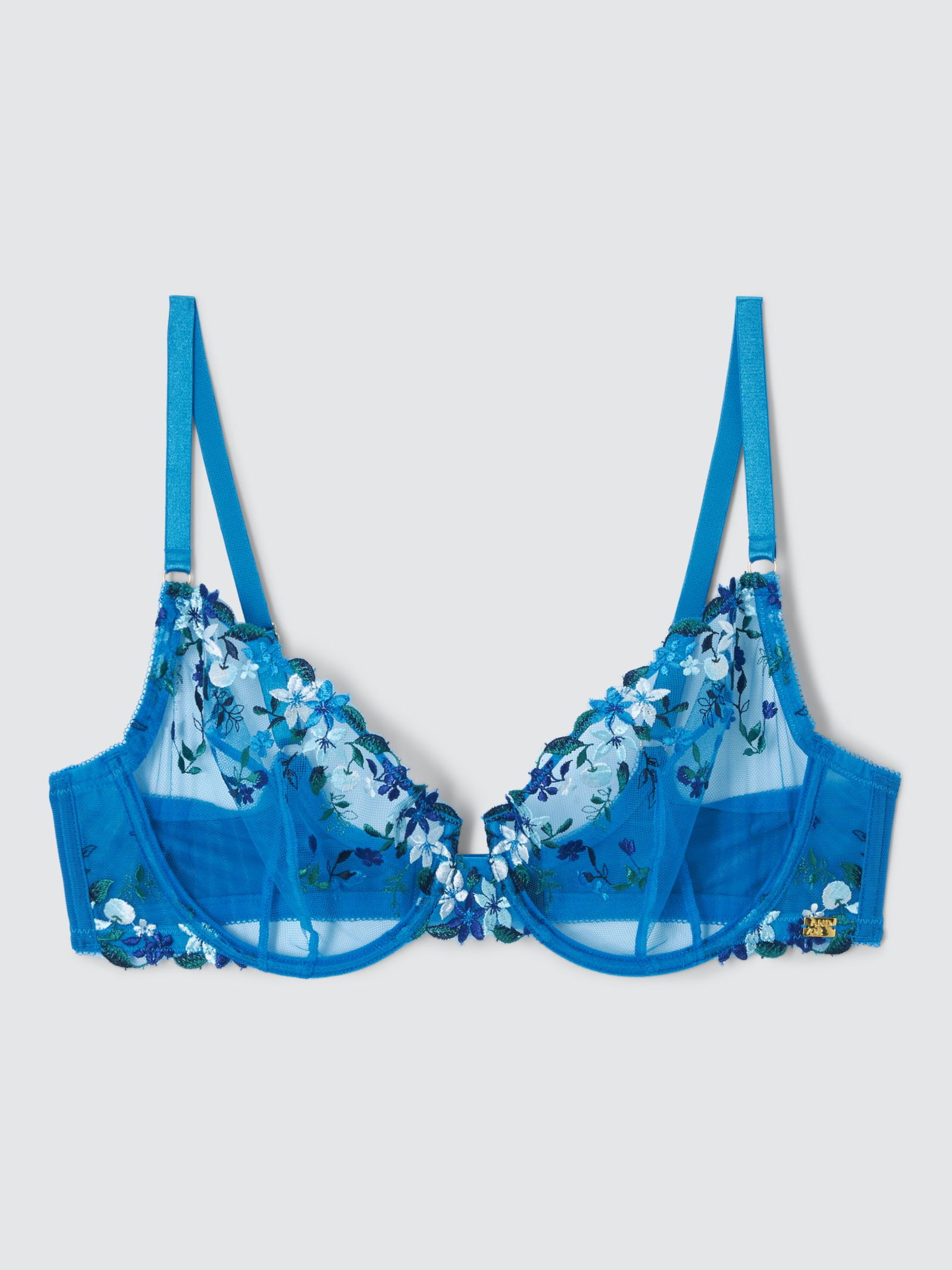 AND/OR Kiki Floral Embroidery Plunge Bra in Light Blue | endource