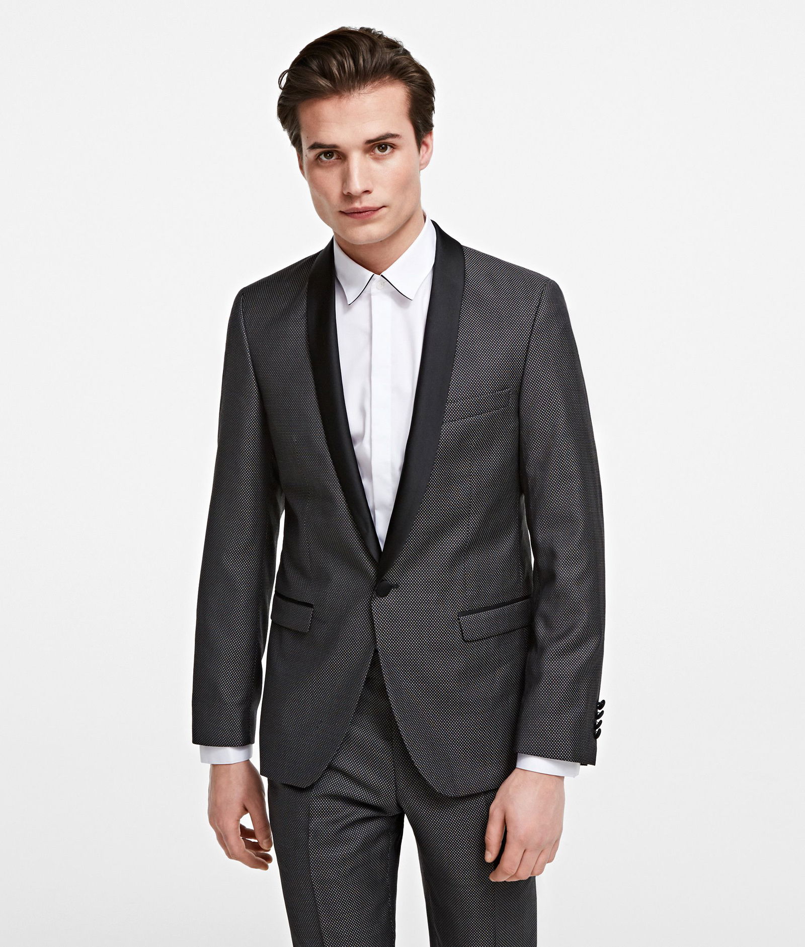 KARL LAGERFELD Suit With Satin Lapel in Black | endource