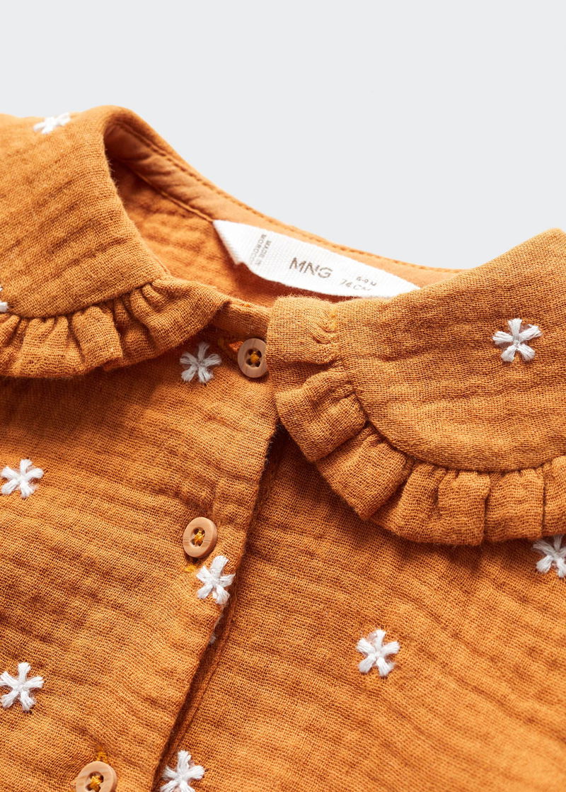 MANGO Print Cotton One-Piece Suit in Mustard | Endource