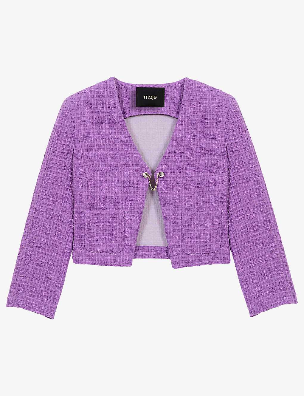 MAJE Logo-Embellished Cotton Jacket in Violets | Endource