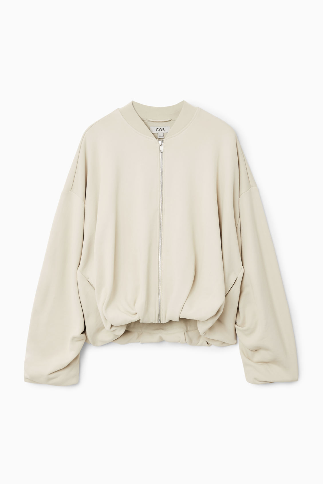 COS Oversized Jersey Bomber Jacket in STONE | Endource