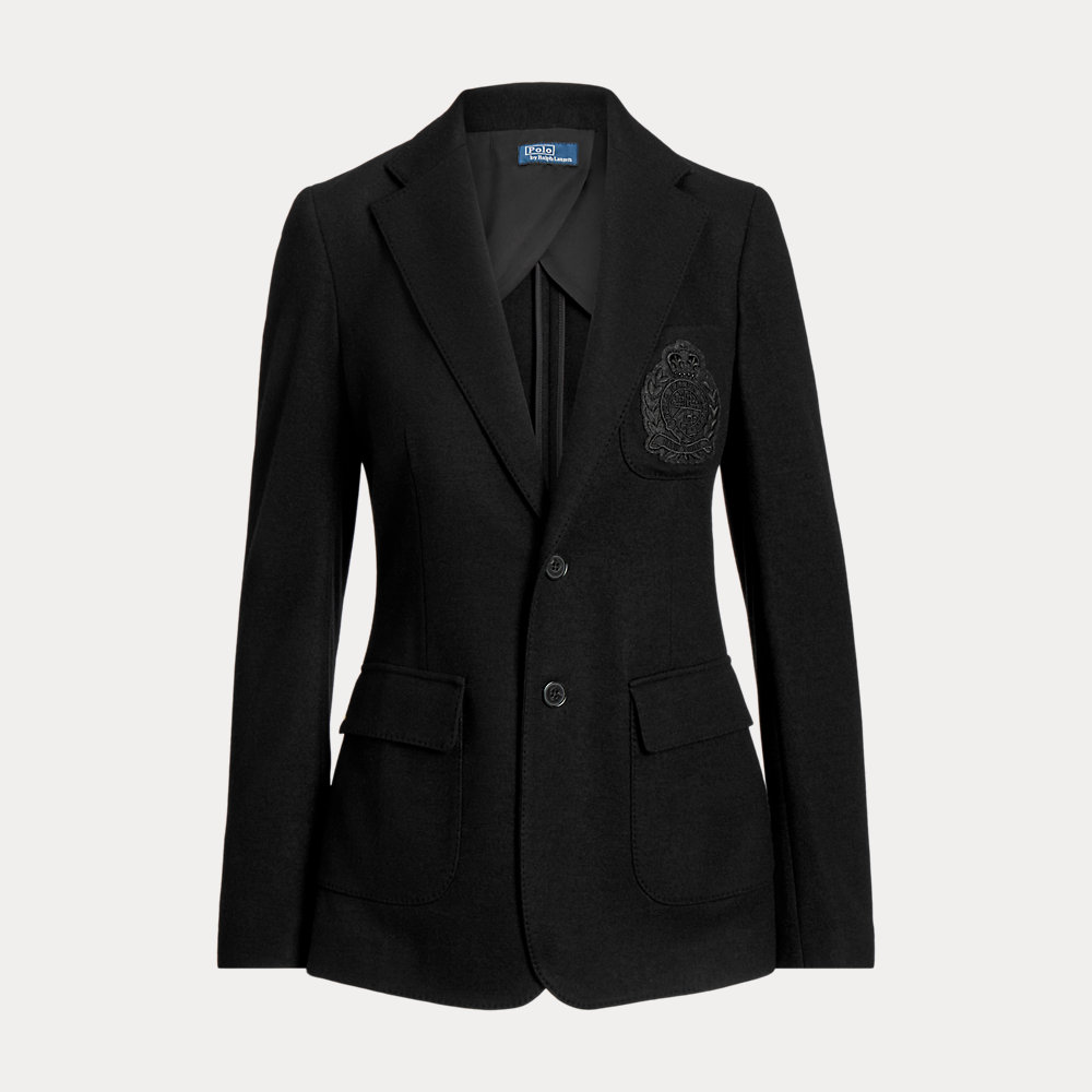 POLO RALPH LAUREN Logo-Crest Wool Blazer in Black | endource