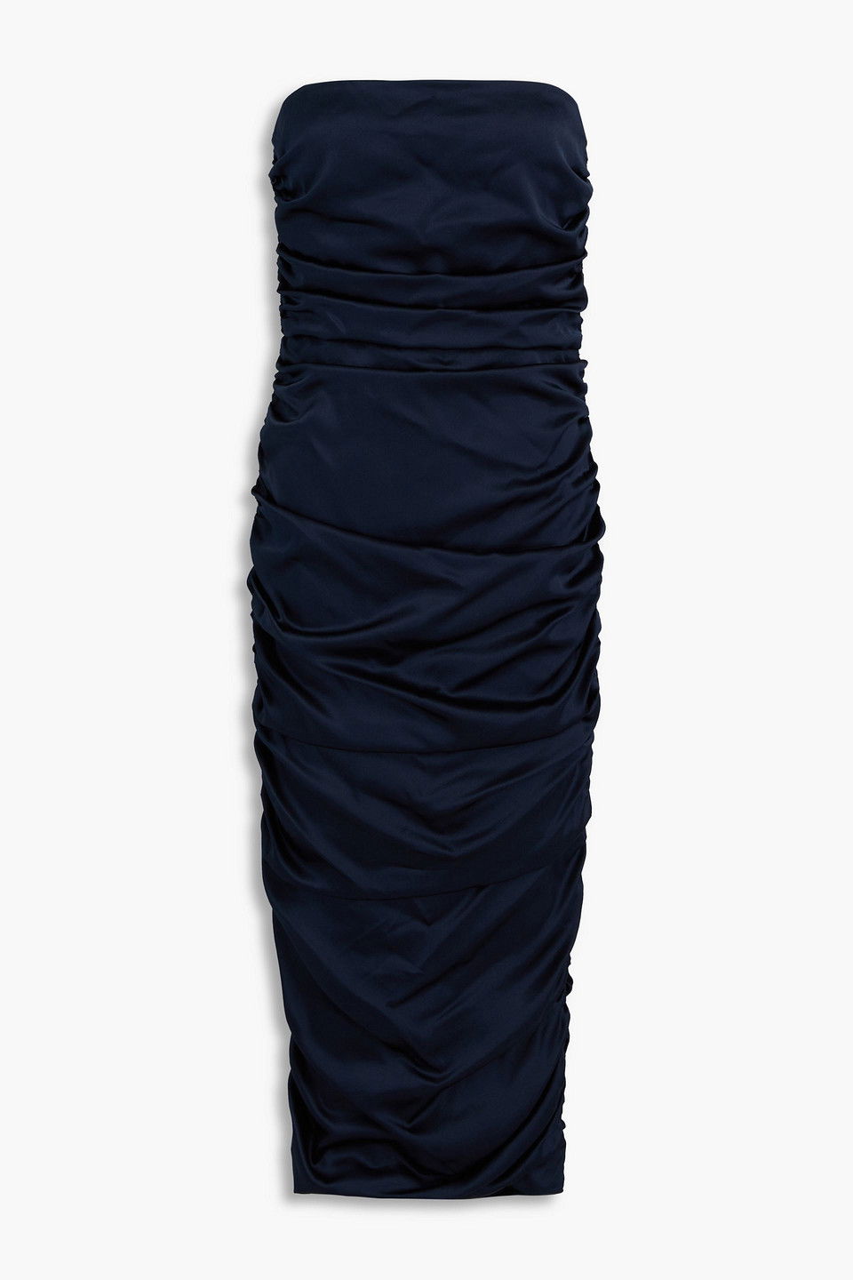 VERONICA BEARD Kupa Strapless Silk Satin Midi Dress in Blue | Endource
