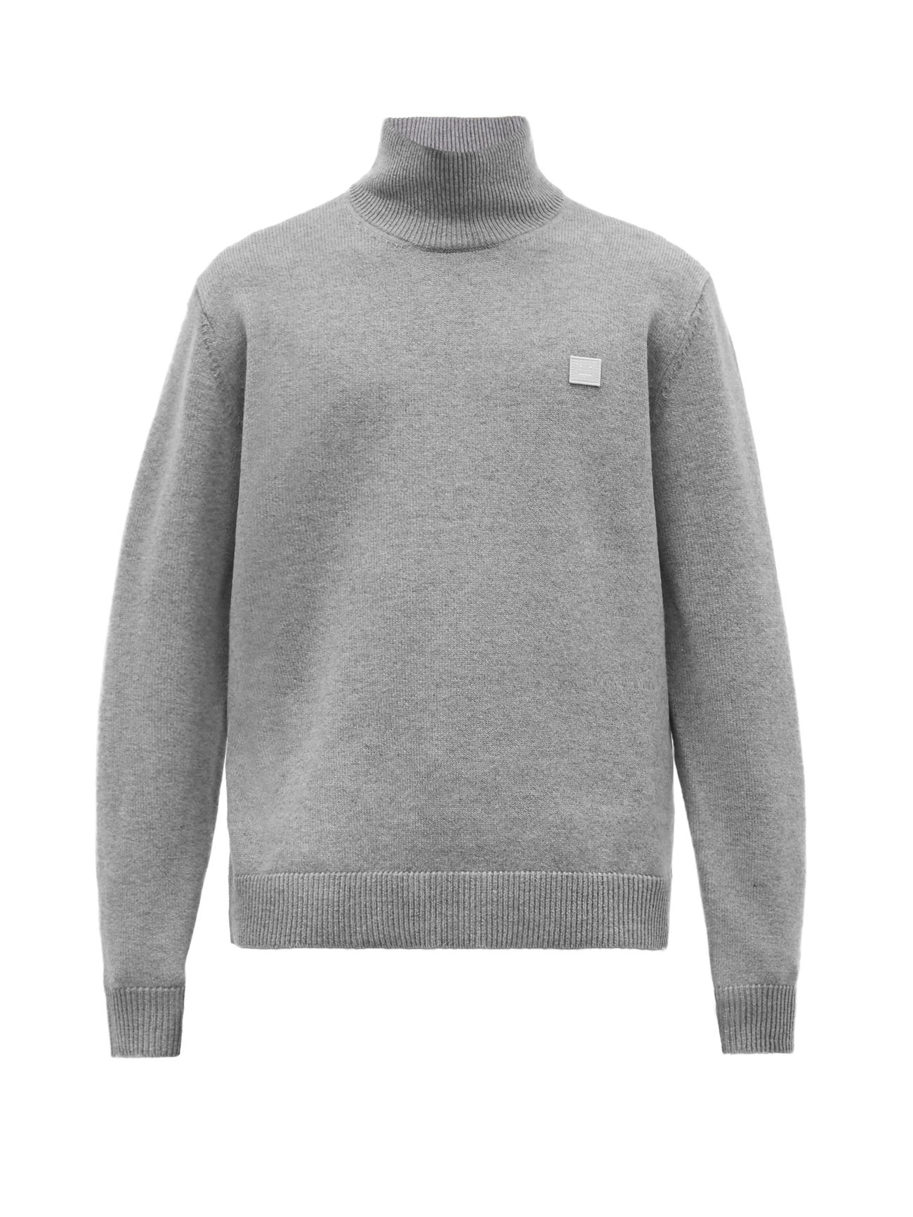 ACNE STUDIOS Kurtle Face-Appliqué Wool Sweater in Grey | endource