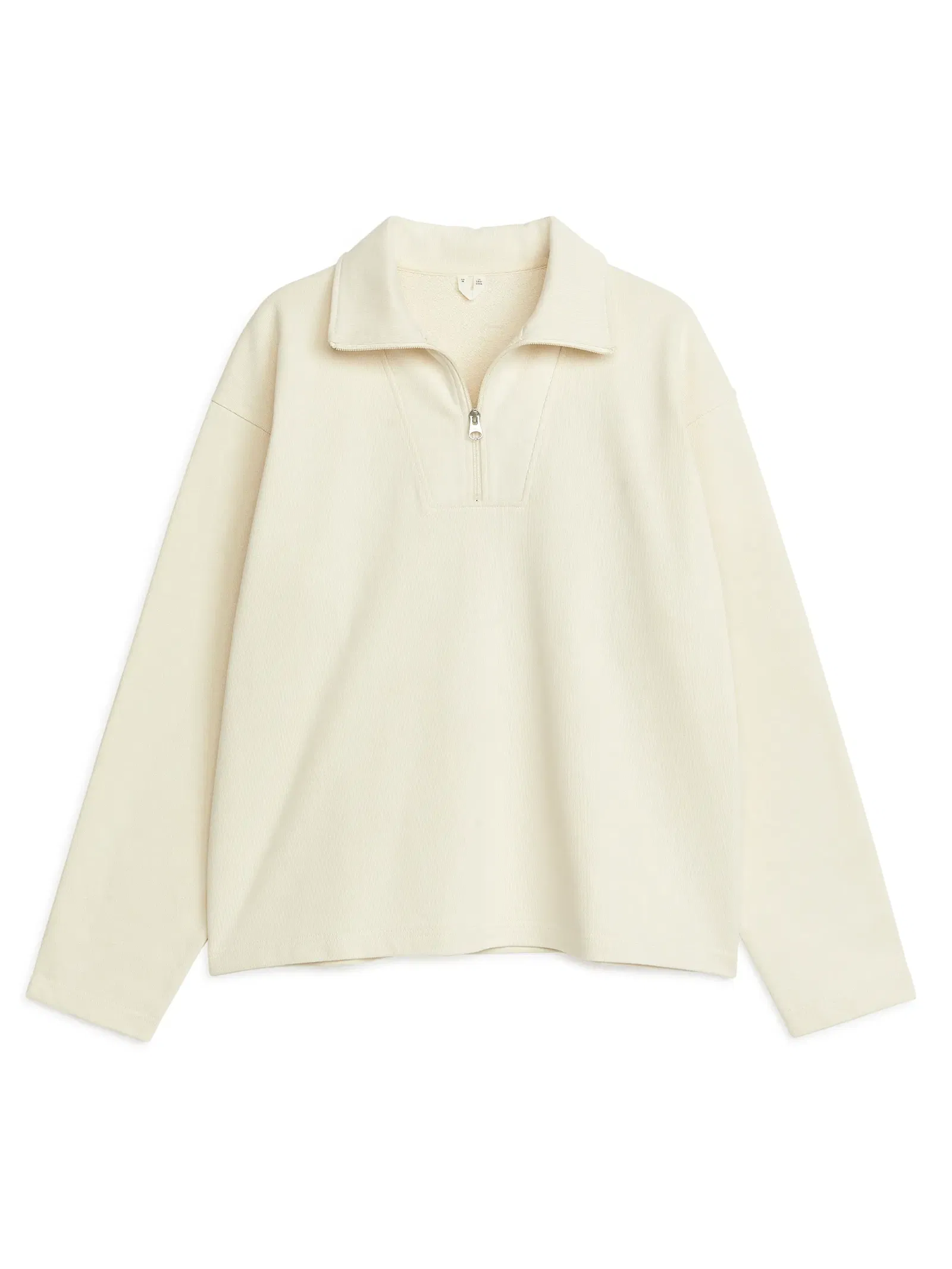 ARKET Half-Zip Cotton Jumper in Off White | Endource