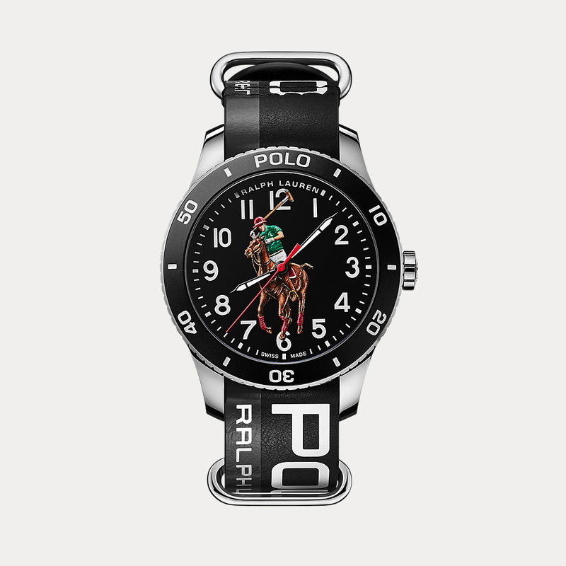 POLO RALPH LAUREN Black Dial Polo Watch in Black | Endource