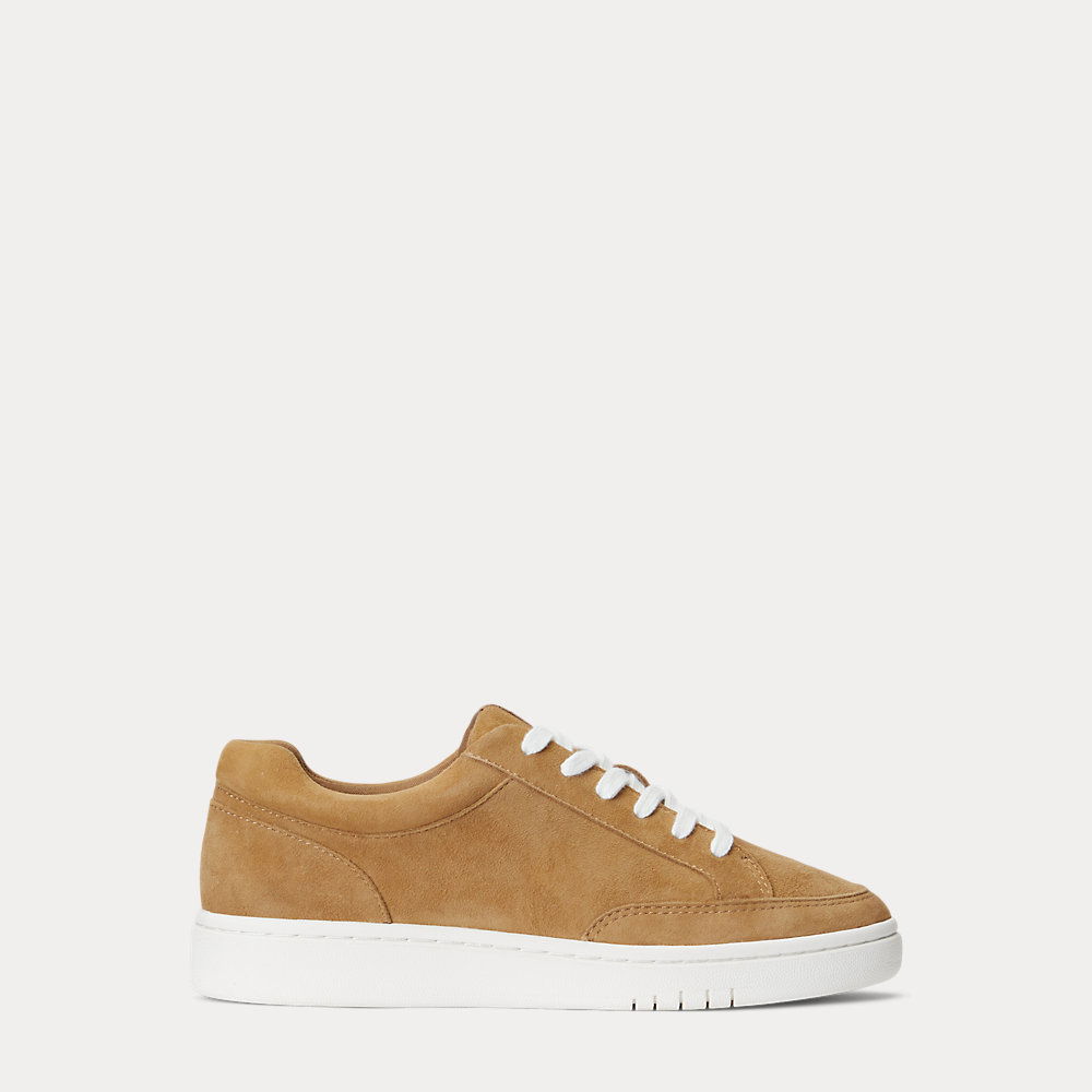 LAUREN RALPH LAUREN Hailey Suede Trainer in Brown | endource