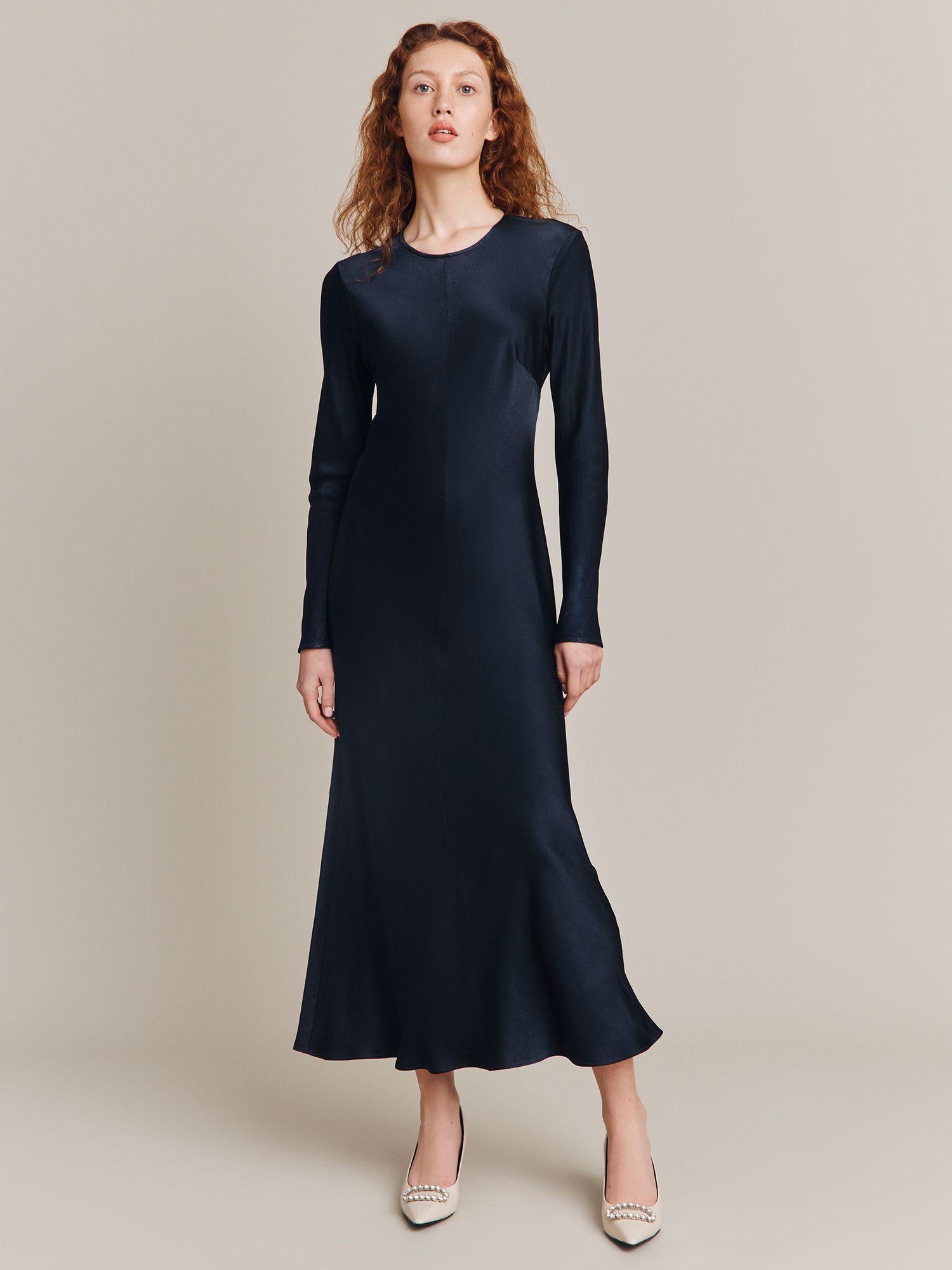 GHOST Mari Long Sleeve Dress in Black | endource