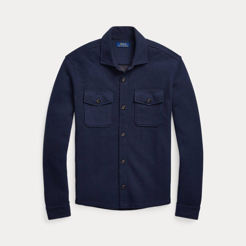 POLO RALPH LAUREN Double-Knit Mesh Overshirt in Blue | endource