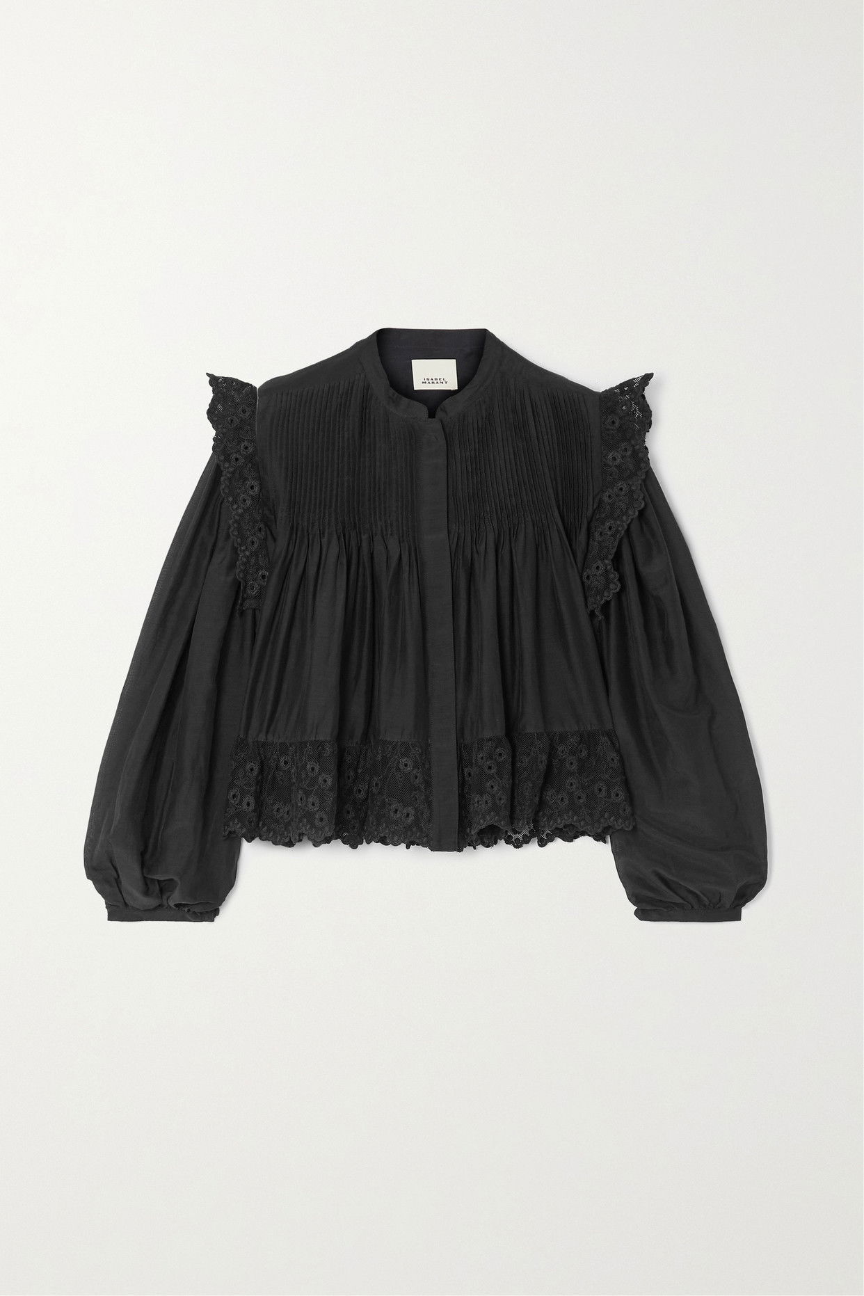 ISABEL MARANT Mikia Lace-Trimmed Blouse in Black | endource