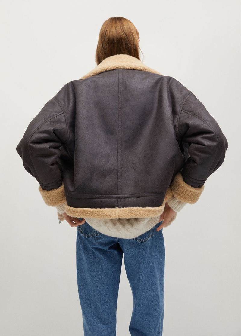 MANGO Biker Oversize Jacket in Brown | endource