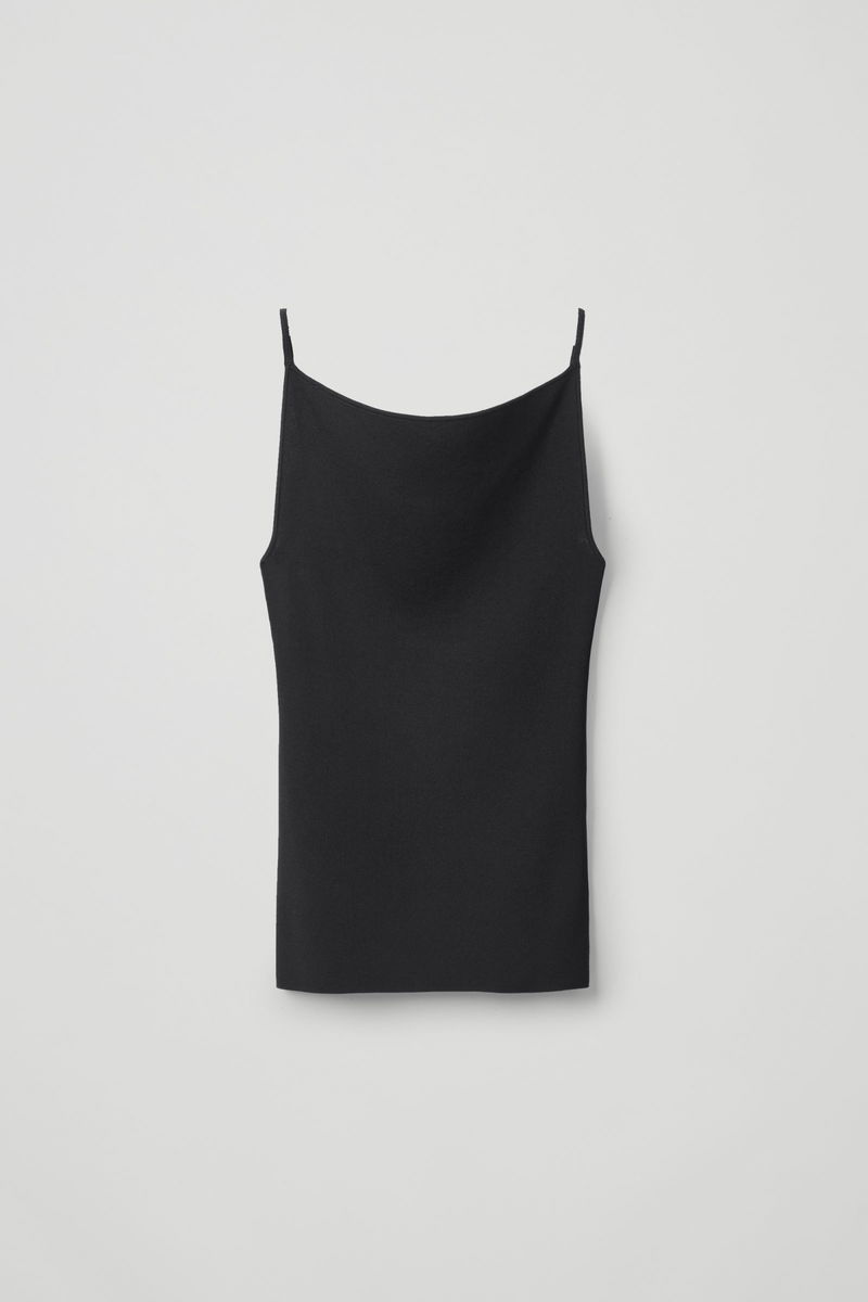 COS Knitted Strap Top in Midnight Blue | endource