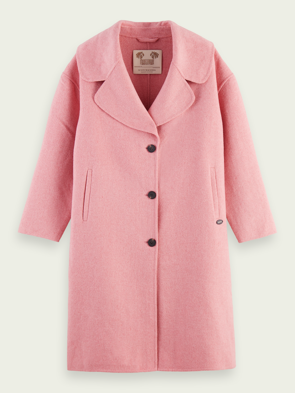 SCOTCH & SODA Wool Blend Unlined Coat in Coral Melange | endource
