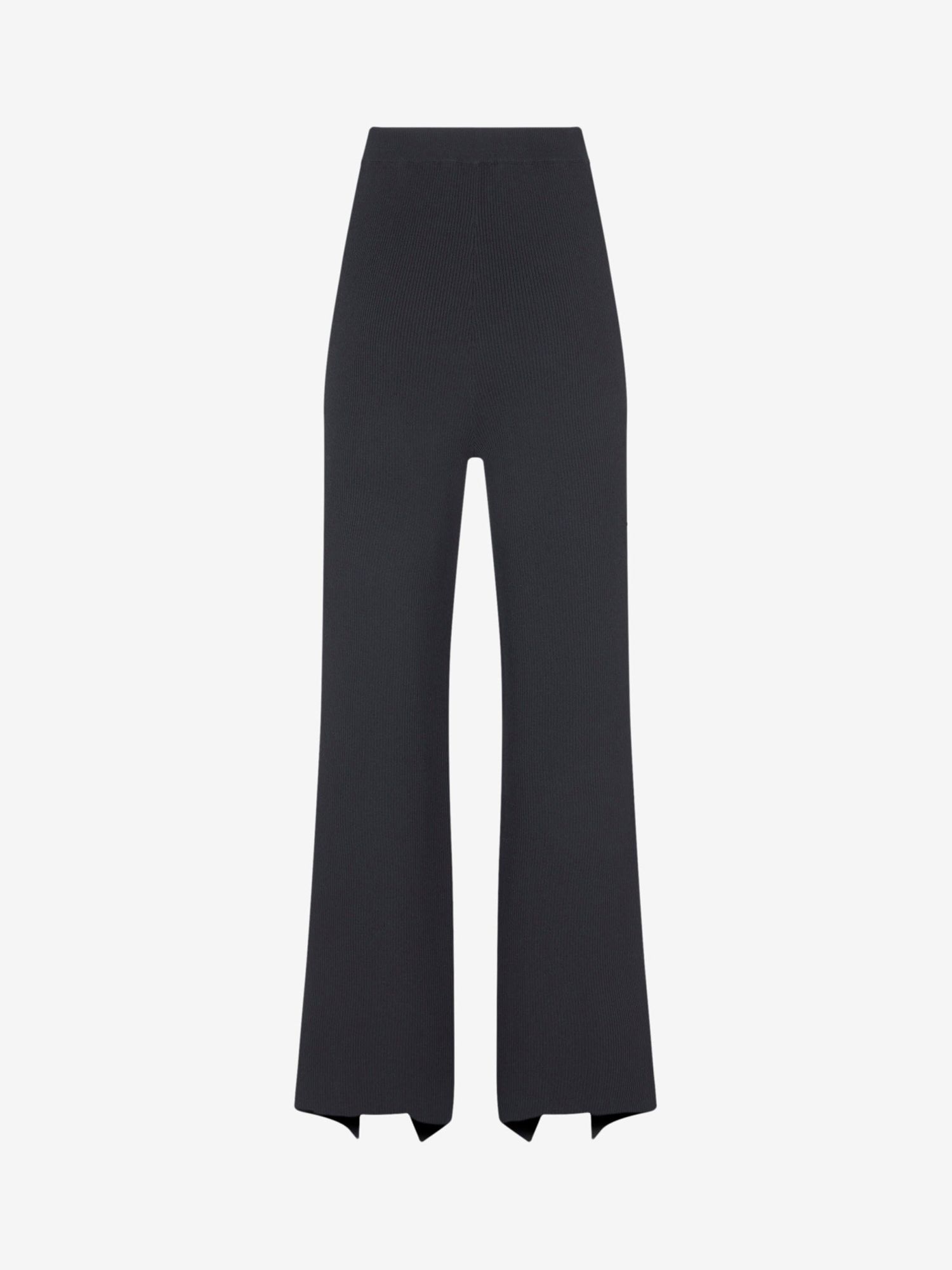 Mint Velvet Ribbed High Rise Front Split Trousers in Black | Endource