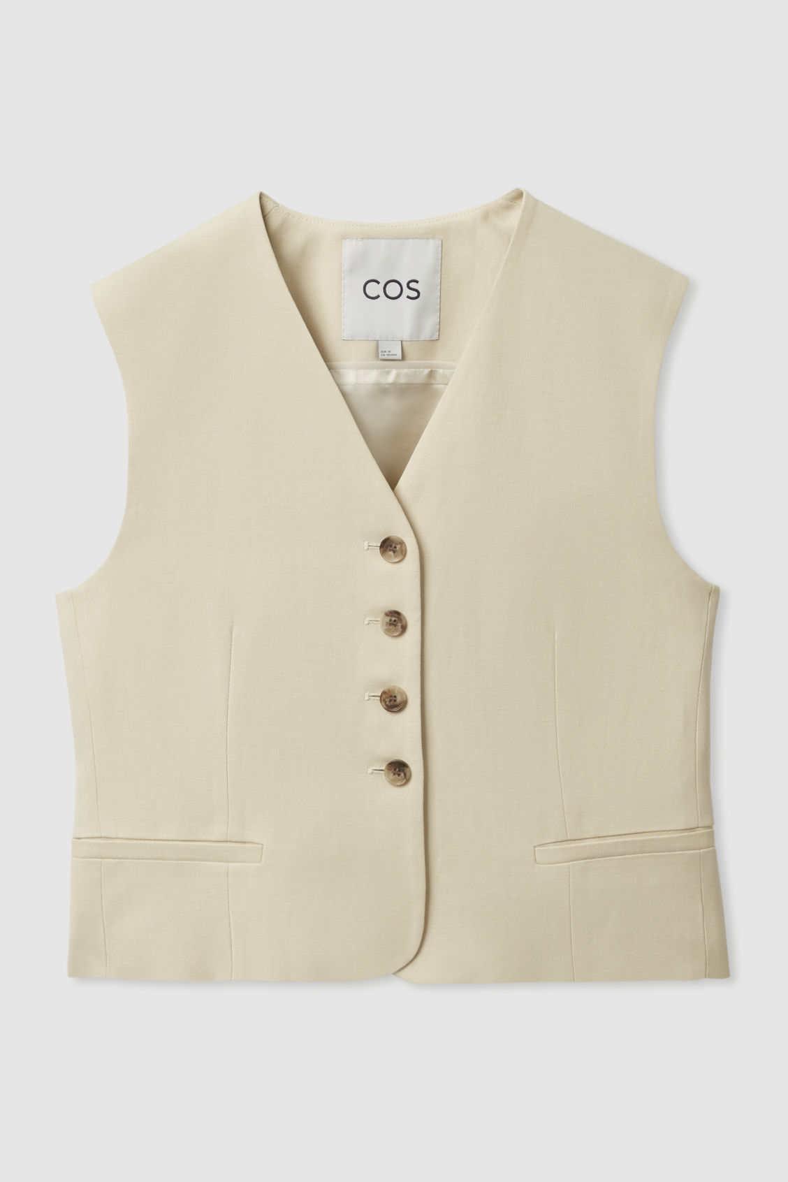 COS Cropped Waistcoat in LIGHT BEIGE | Endource