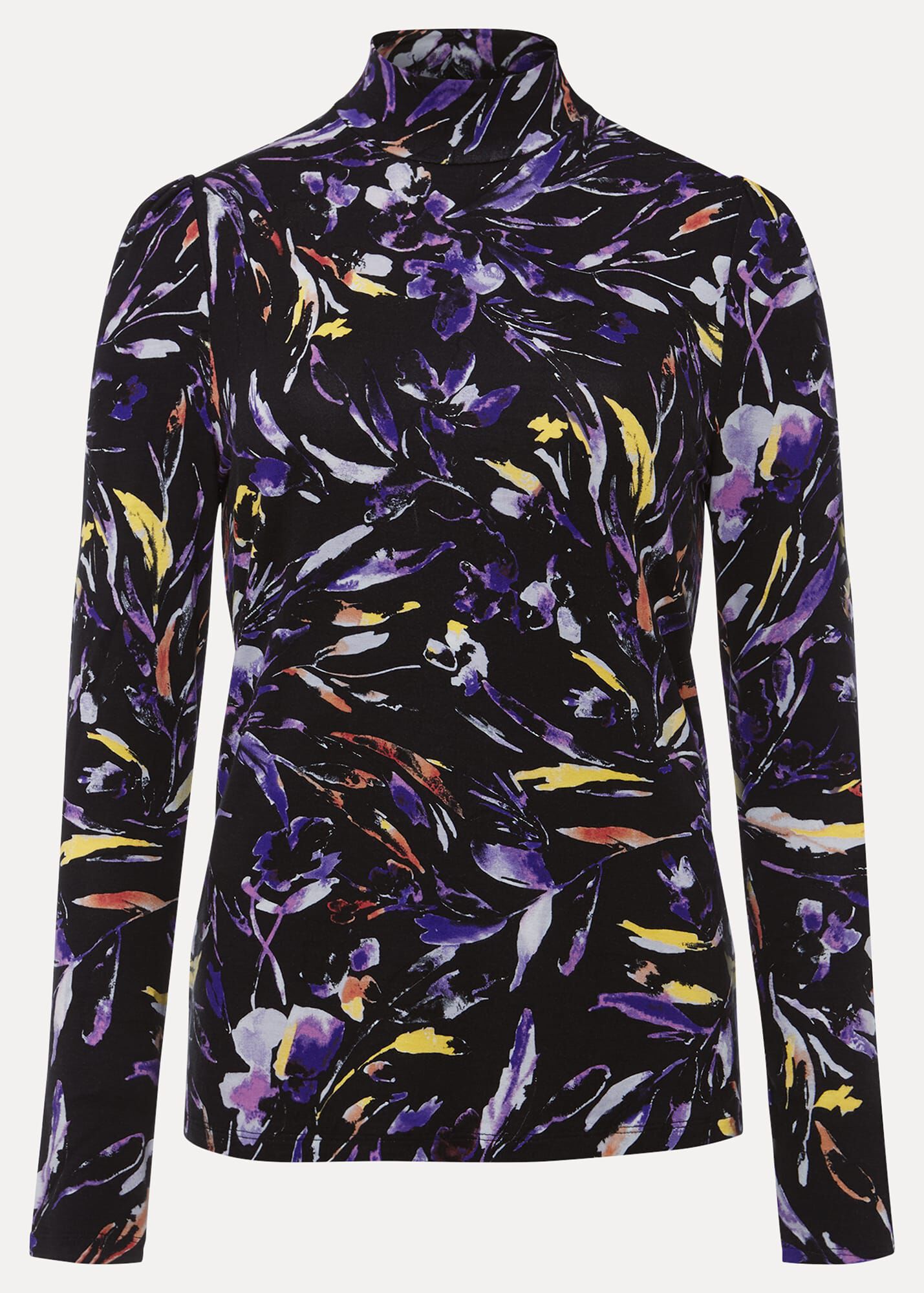 PHASE EIGHT Mellanie Floral High Neck Top in Black | endource