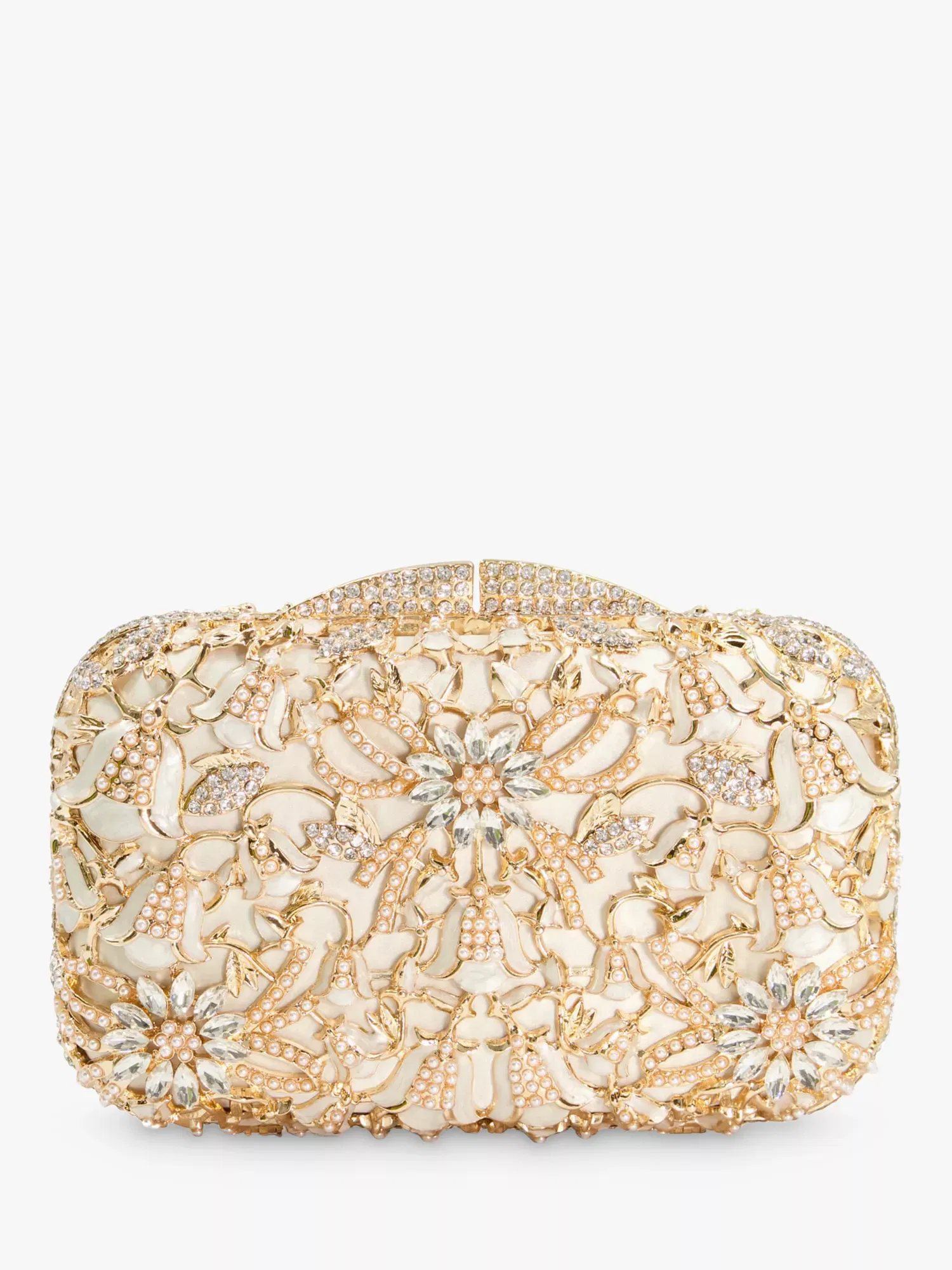 DUNE Berkeley Boxy Embellished Clutch Bag in Gold | Endource