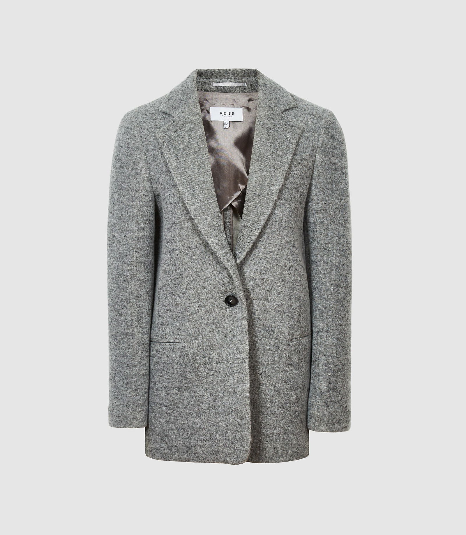 REISS Evan Evan Single-Breasted Knitted Blazer in Grey | endource