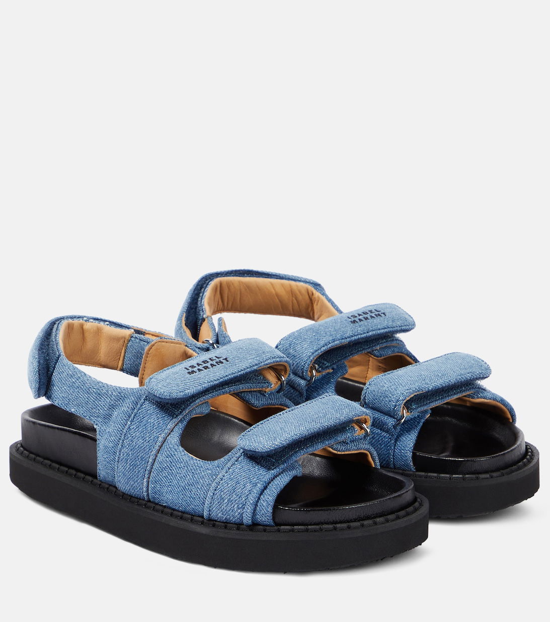 ISABEL MARANT Madee Denim Platform Sandals in Blue | endource