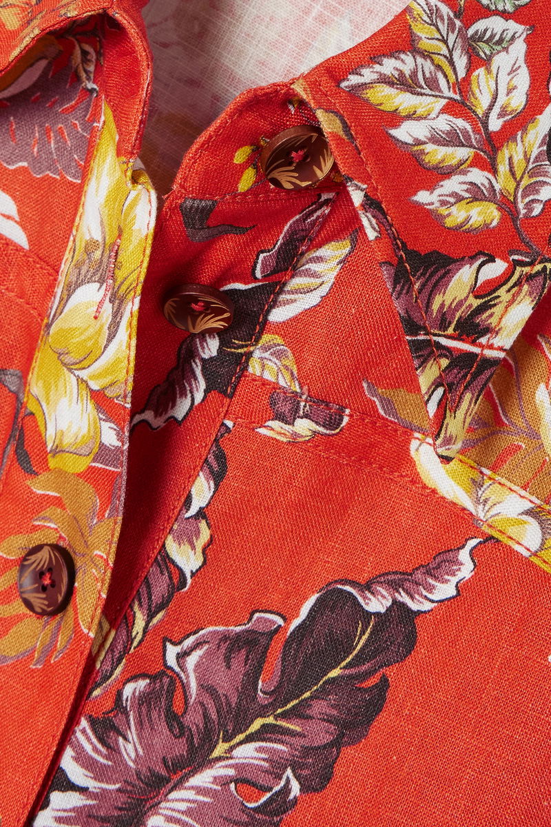 ZIMMERMANN Matchmaker Floral-Print Linen Mini Dress in Red | endource