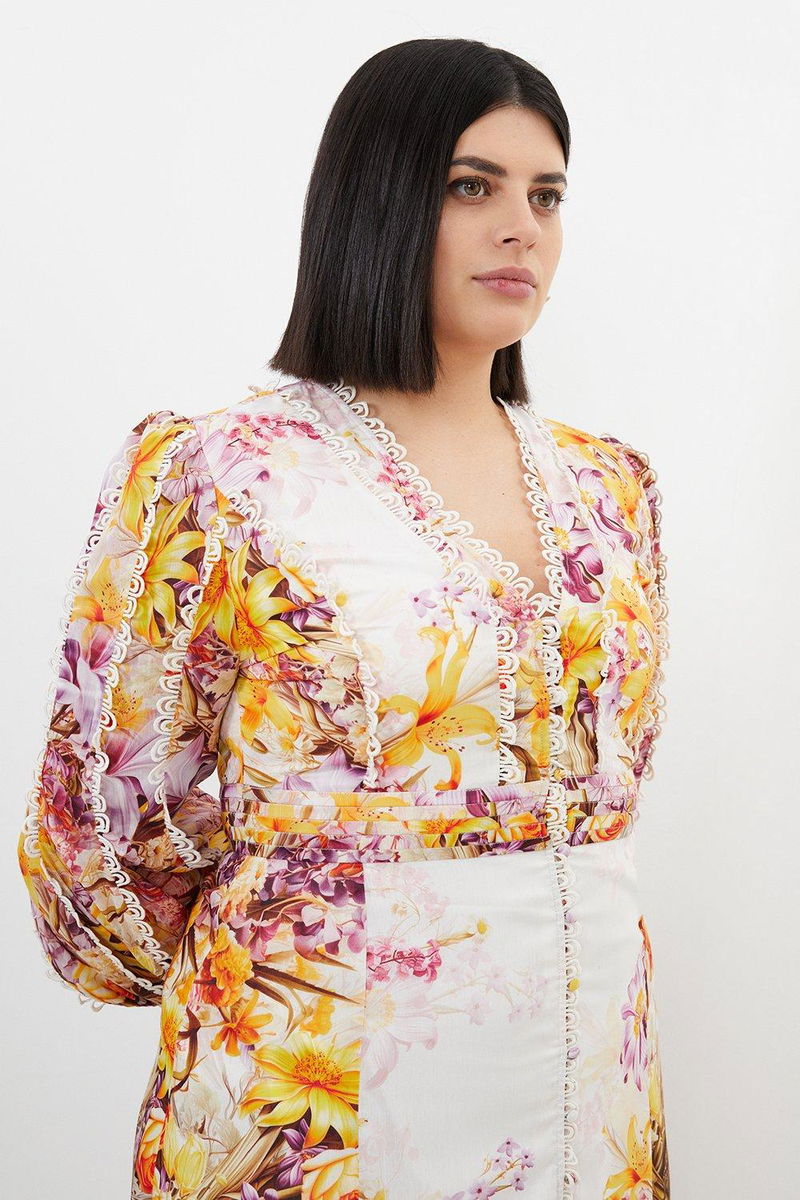 KAREN MILLEN Plus Size Trailing Floral Plunge Maxi Dress in Floral ...