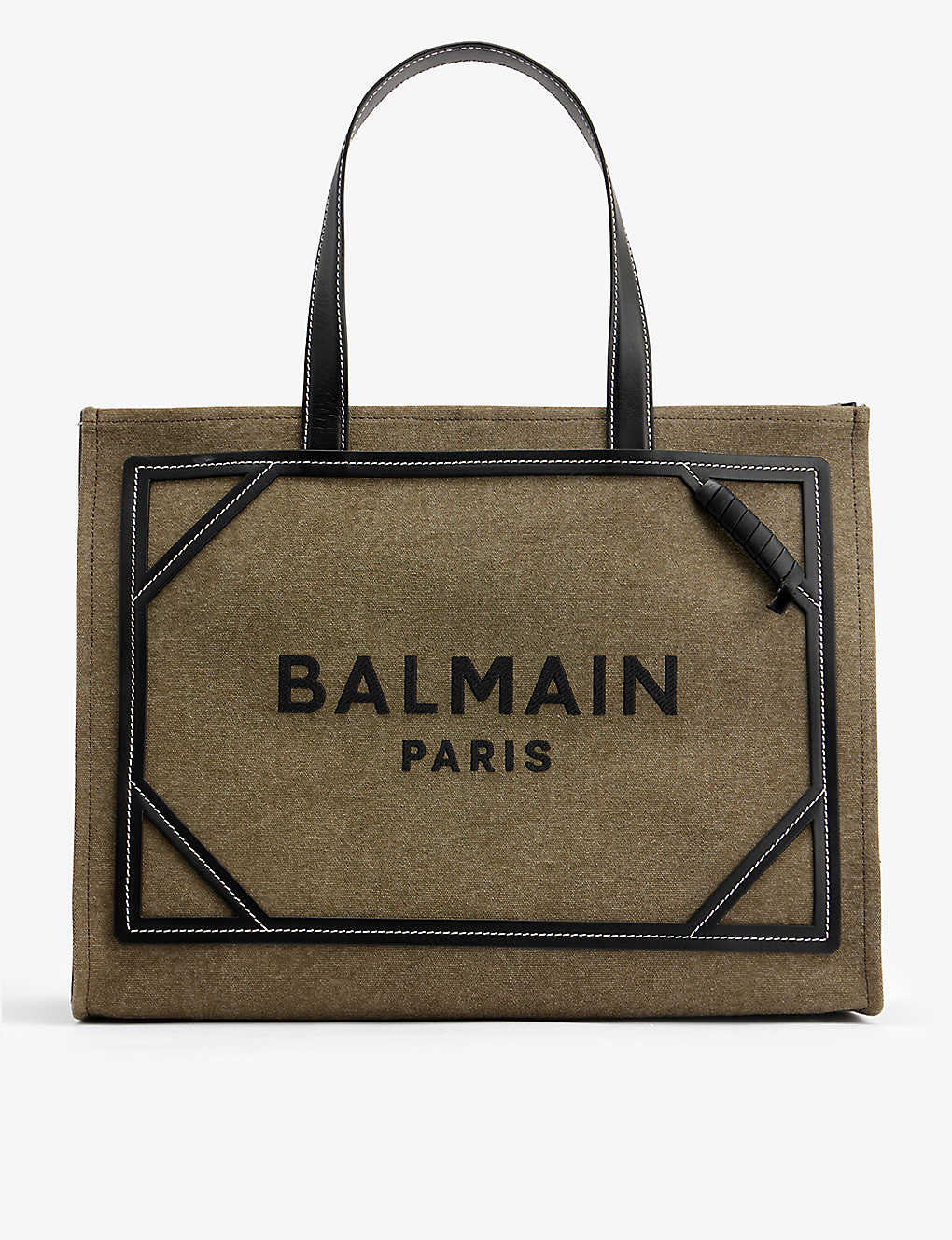 BALMAIN B-Army Small Tote Bag in Khaki Noir | Endource