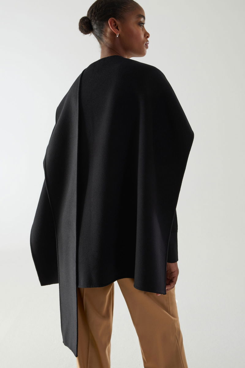 COS Wool Mix Hybrid Cape in BLACK | endource