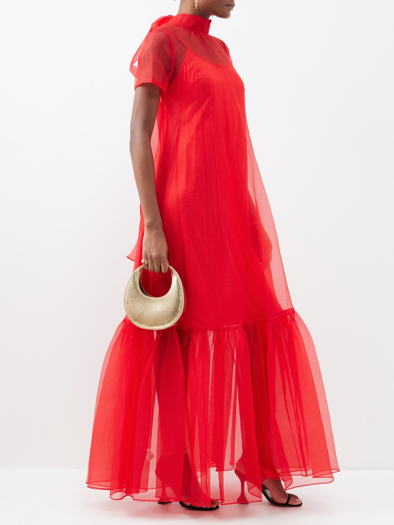 STAUD Calluna Crepe-Organza Gown in Red | endource