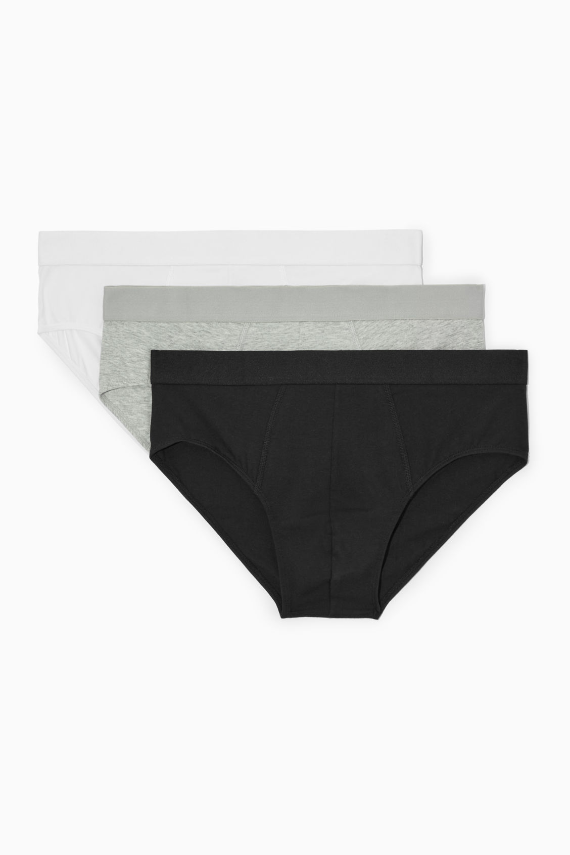 COS 3-Pack Stretch-Cotton Briefs in BLACK / GREY / WHITE | endource