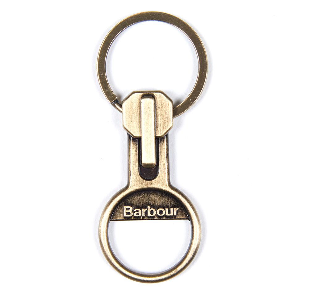 BARBOUR Keyring & Card Holder Gift Set in Antique Brass/Navy | Endource