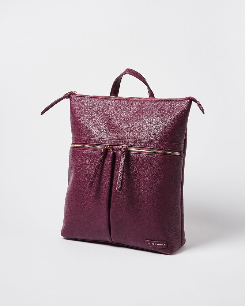 OLIVER BONAS Anie Double Pocket Medium Backpack in Red | Endource