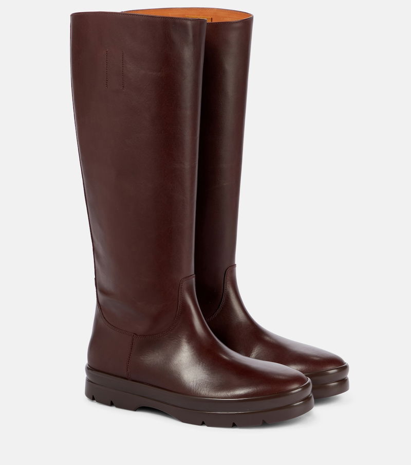 THE ROW Billie Leather Knee-High Boots in Brown | Endource