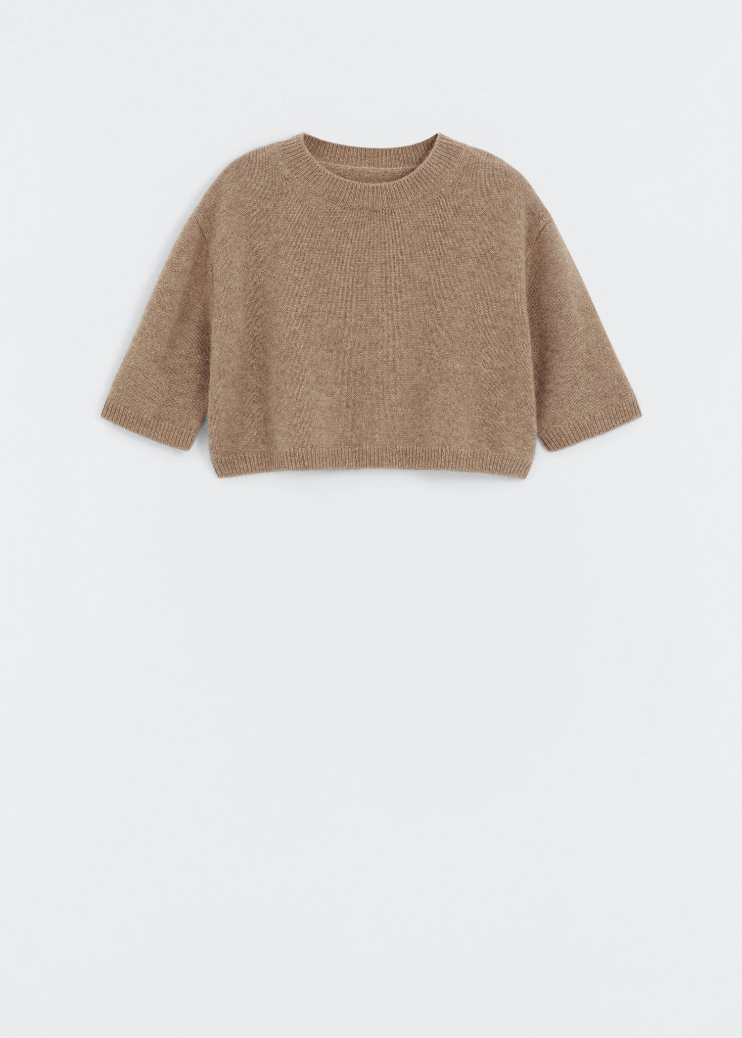 MANGO Cropped Cashmere Jumper in Medium Brown | endource