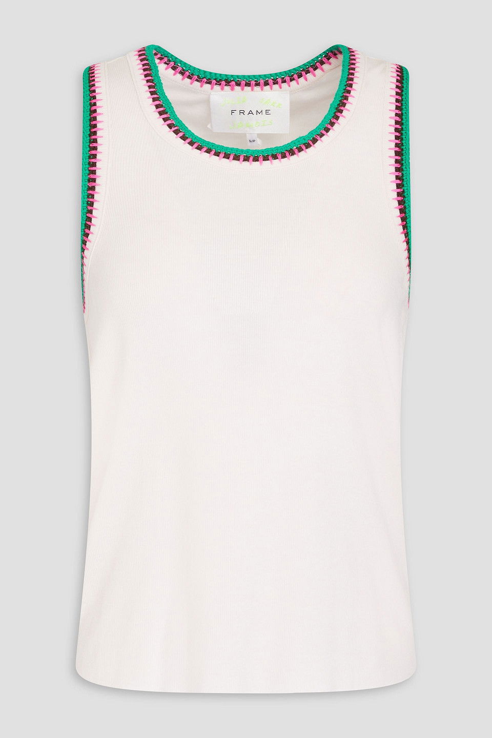 FRAME Julia Sarr-Jamois Crochet-Trimmed Ribbed-Knit Tank in White ...