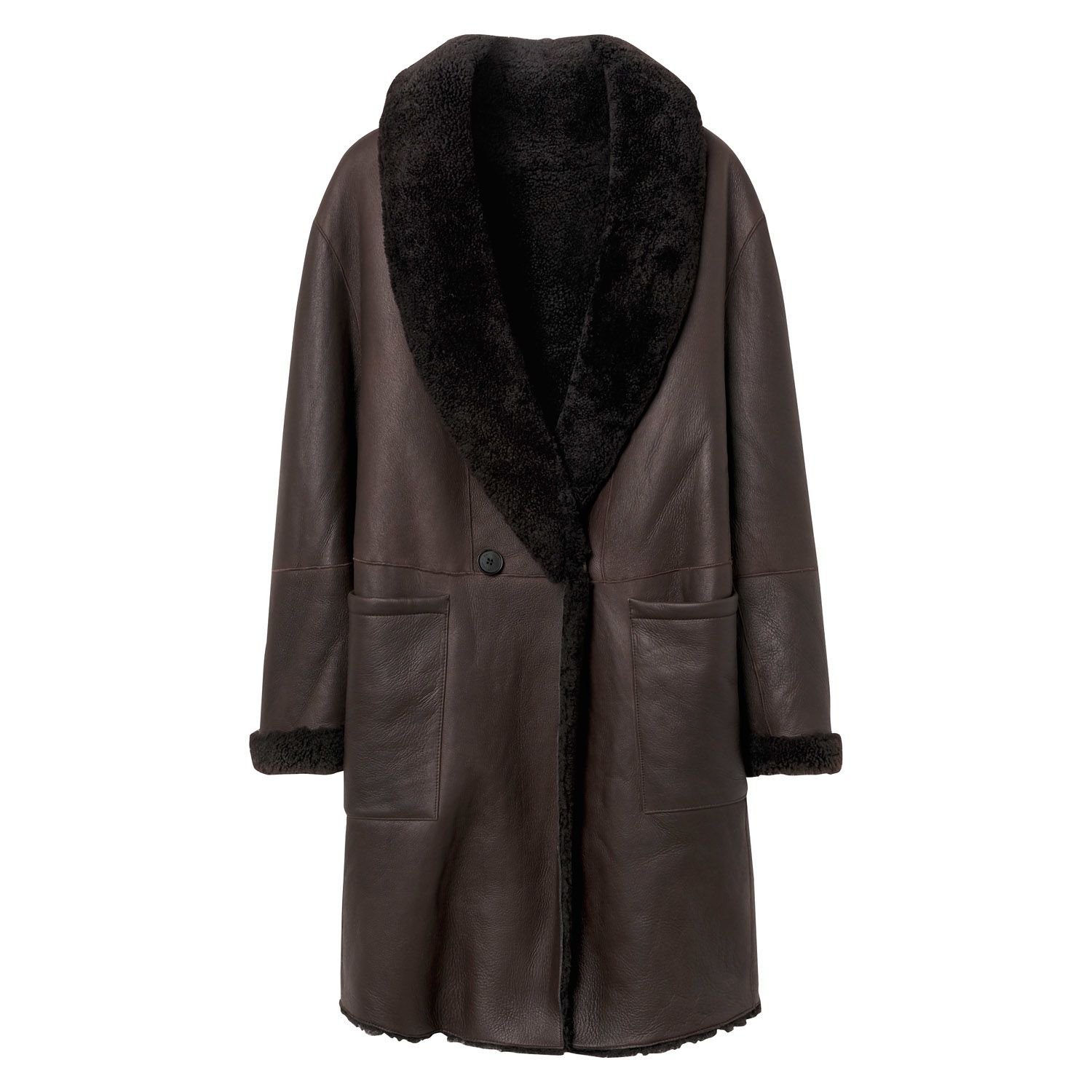 GANT Reversible Shearling Coat in BLACK COFFEE | Endource