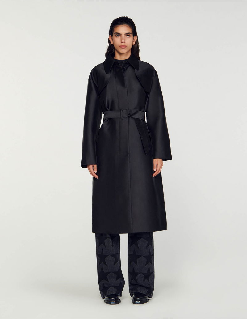 SANDRO Satin-Effect Trench Coat | endource