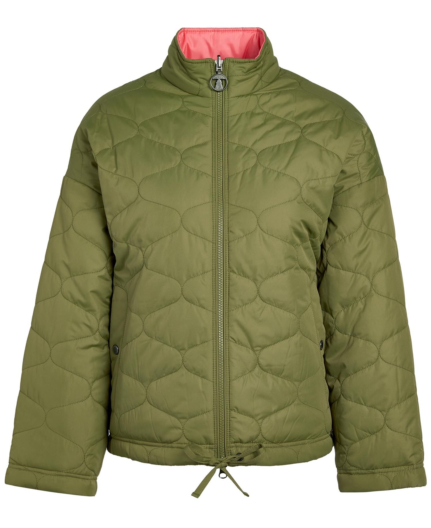 BARBOUR Reversible Apia Quilted Jacket in Olive Tree/Pink Punch | endource